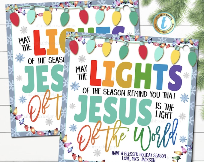 EDITABLE - Jesus, Light of the World - Printable String of Christmas ...