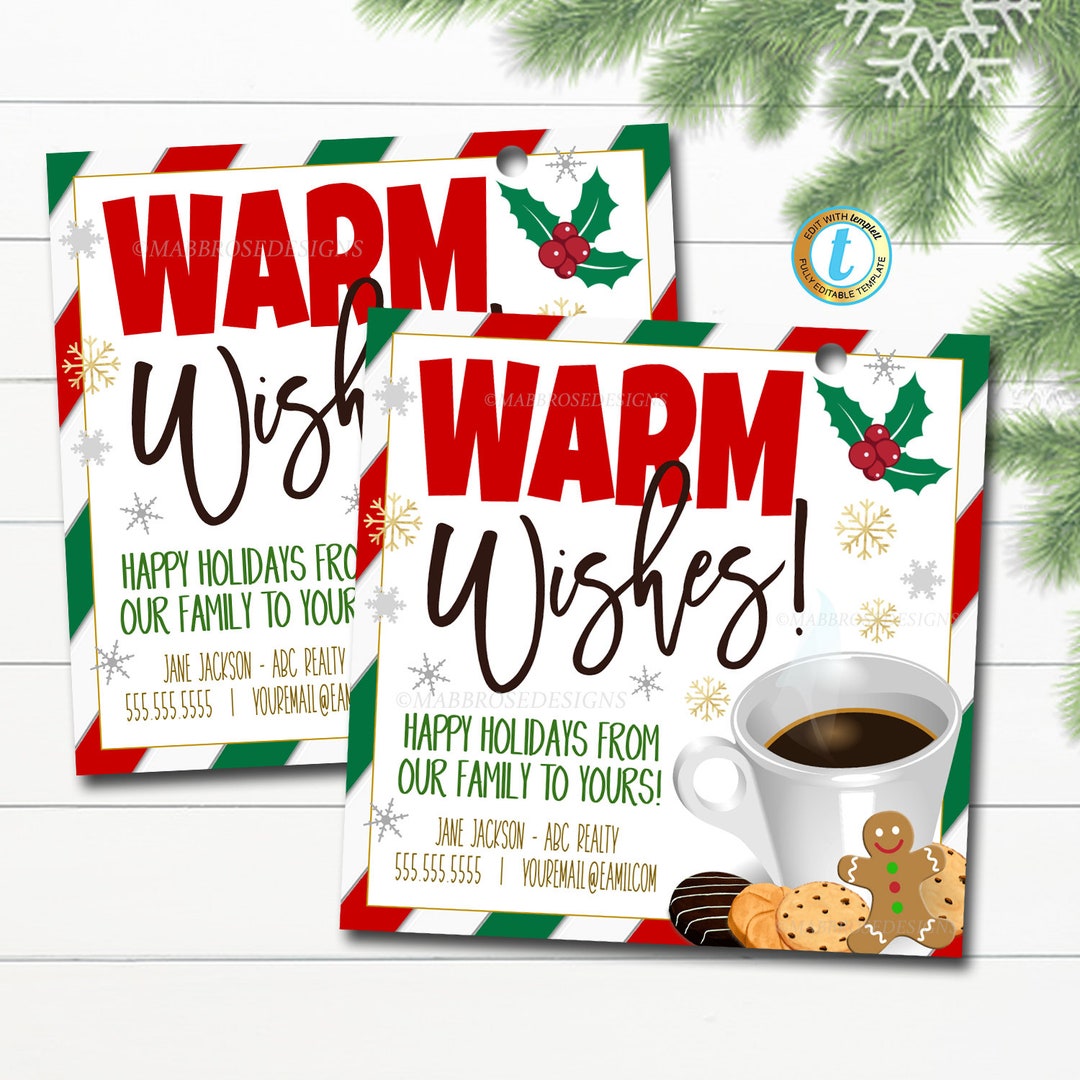 Christmas Warm Wishes Realtor Coffee Cookies Pop by Gift Tags for ...