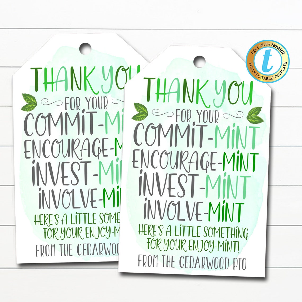 Thank You Mint Tags Volunteer Mint Labels Thank You Gift - Etsy
