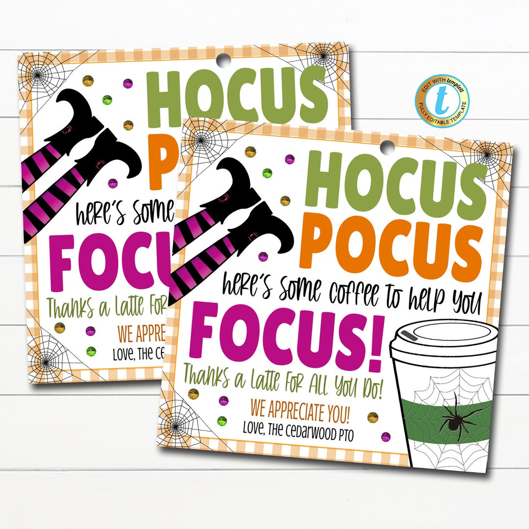 Halloween Coffee Appreciation Gift Tag, Hocus Pocus Coffee to Help You ...