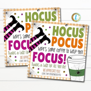 Halloween Coffee Appreciation Gift Tag, Hocus Pocus Coffee to Help You ...
