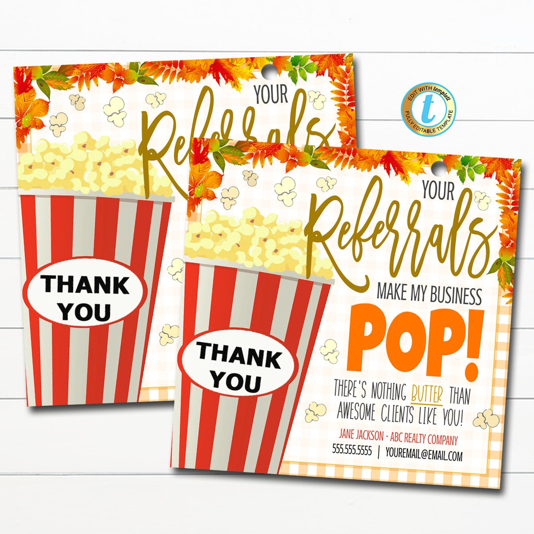Fall Realtor Popcorn Tags, Open House Real Estate Thank You Pop by Gift ...