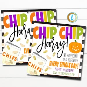 Halloween Chips Thank You Gift Tags, Appreciation Teacher Staff Nurse ...