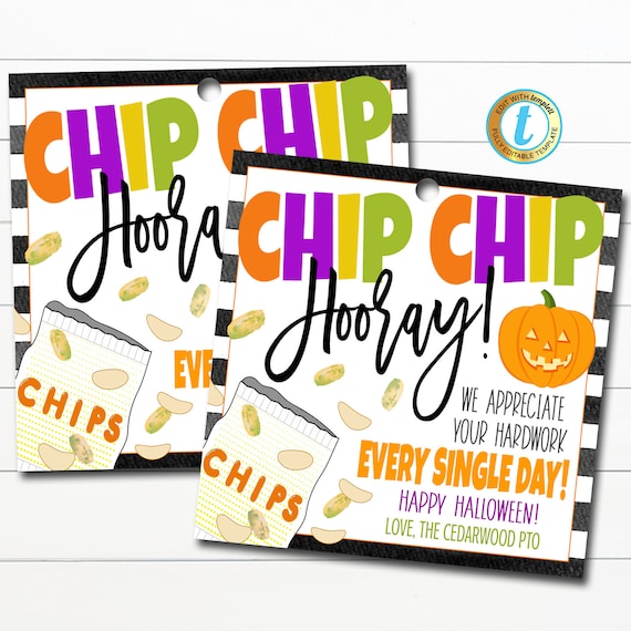 Halloween Chips Thank You Gift Tags Appreciation Teacher - Etsy