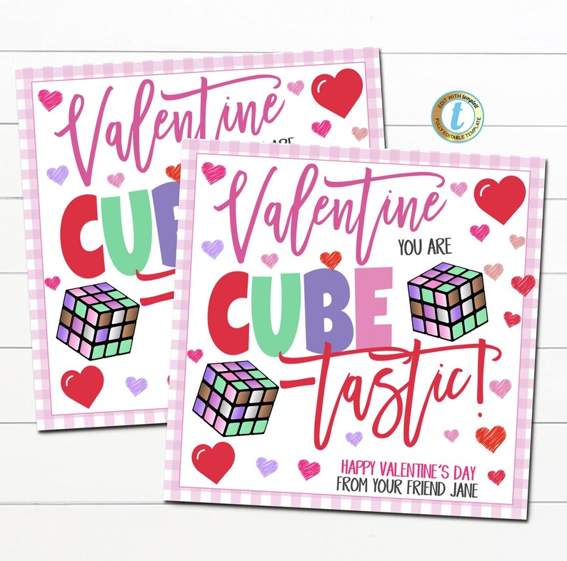 Have a Cube-tastic Valentine Tag, Cube Fidget Toy Game, Valentine's Day ...