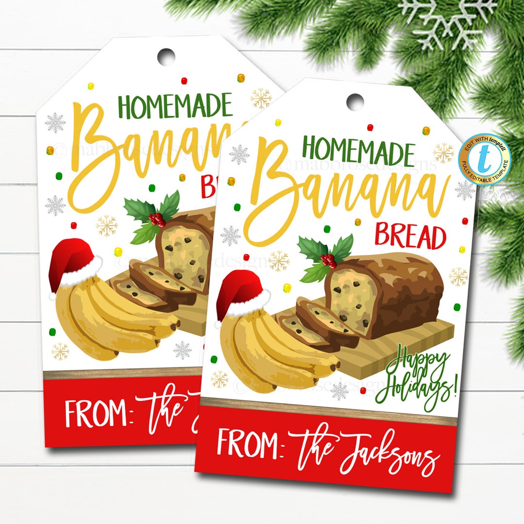 Christmas Banana Bread Gift Tags, Holiday Bakery Label, From the ...