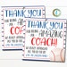 Baseball Coach Gift Tag, School Sports Team Appreciation, Thank You to ...
