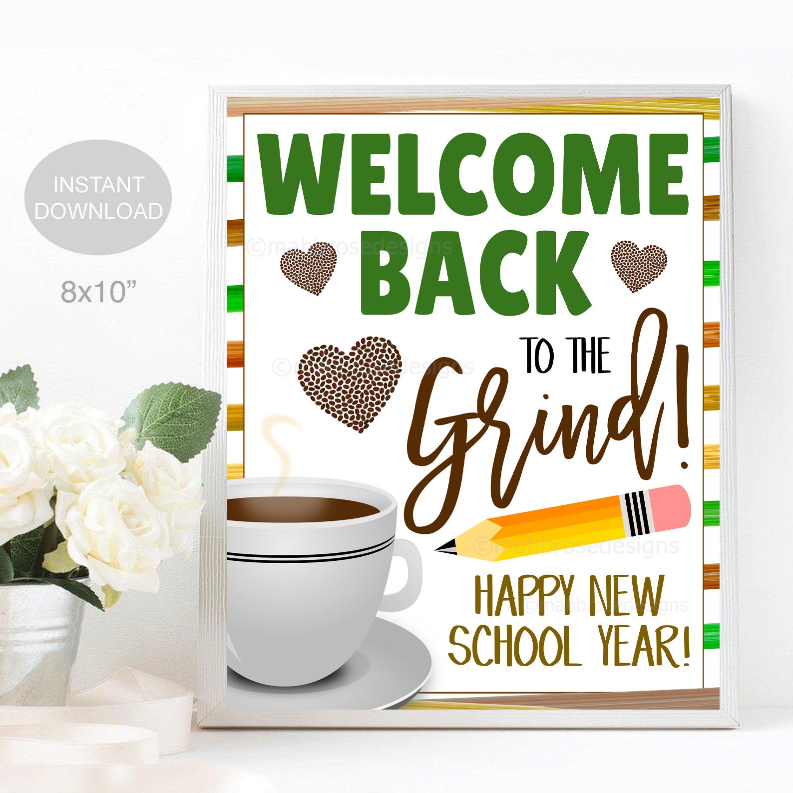 Welcome Back to the Grind Coffee Sign, Teacher Staff Student New School ...