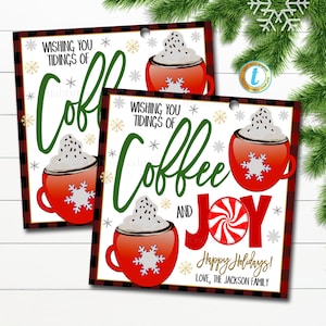 Christmas Coffee Gift Tags, Wishing You Tidings of Coffee and Joy ...