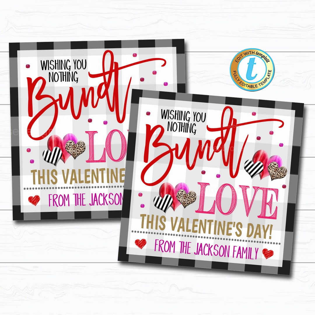 Valentines Bundt Cake Gift Tag, Wishing You Nothing Bundt Love, Teacher ...