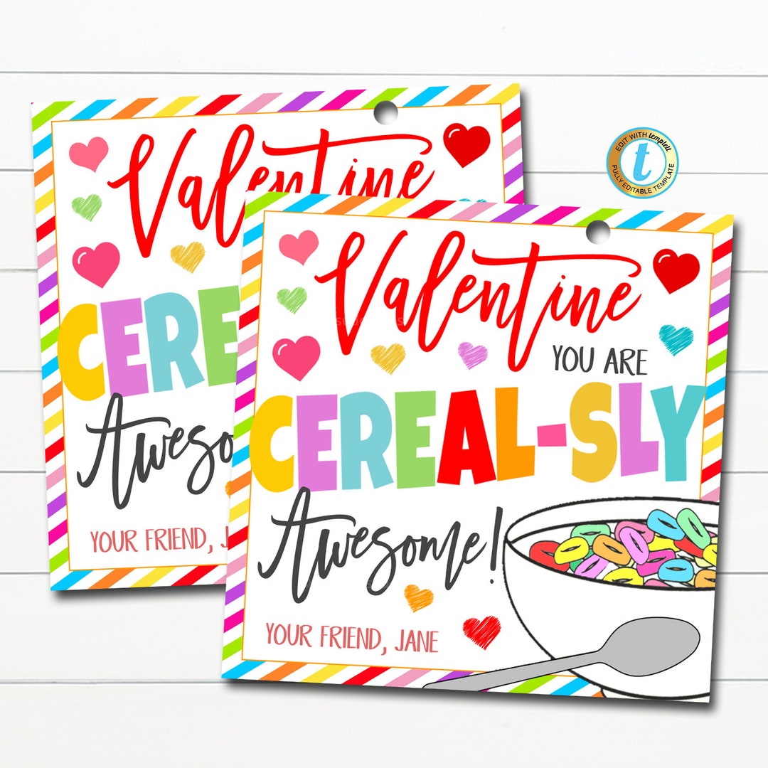 Valentine Cereal Gift Tags, You Are Cereal-sly Awesome Breakfast ...
