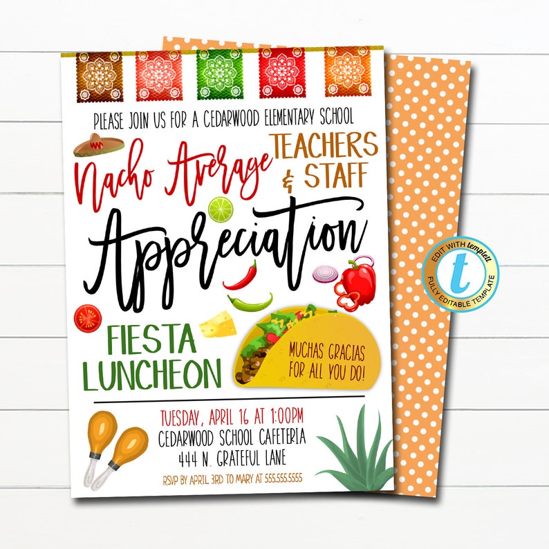 Fiesta Appreciation Invitation Nacho Average Mexican Luncheon - Etsy