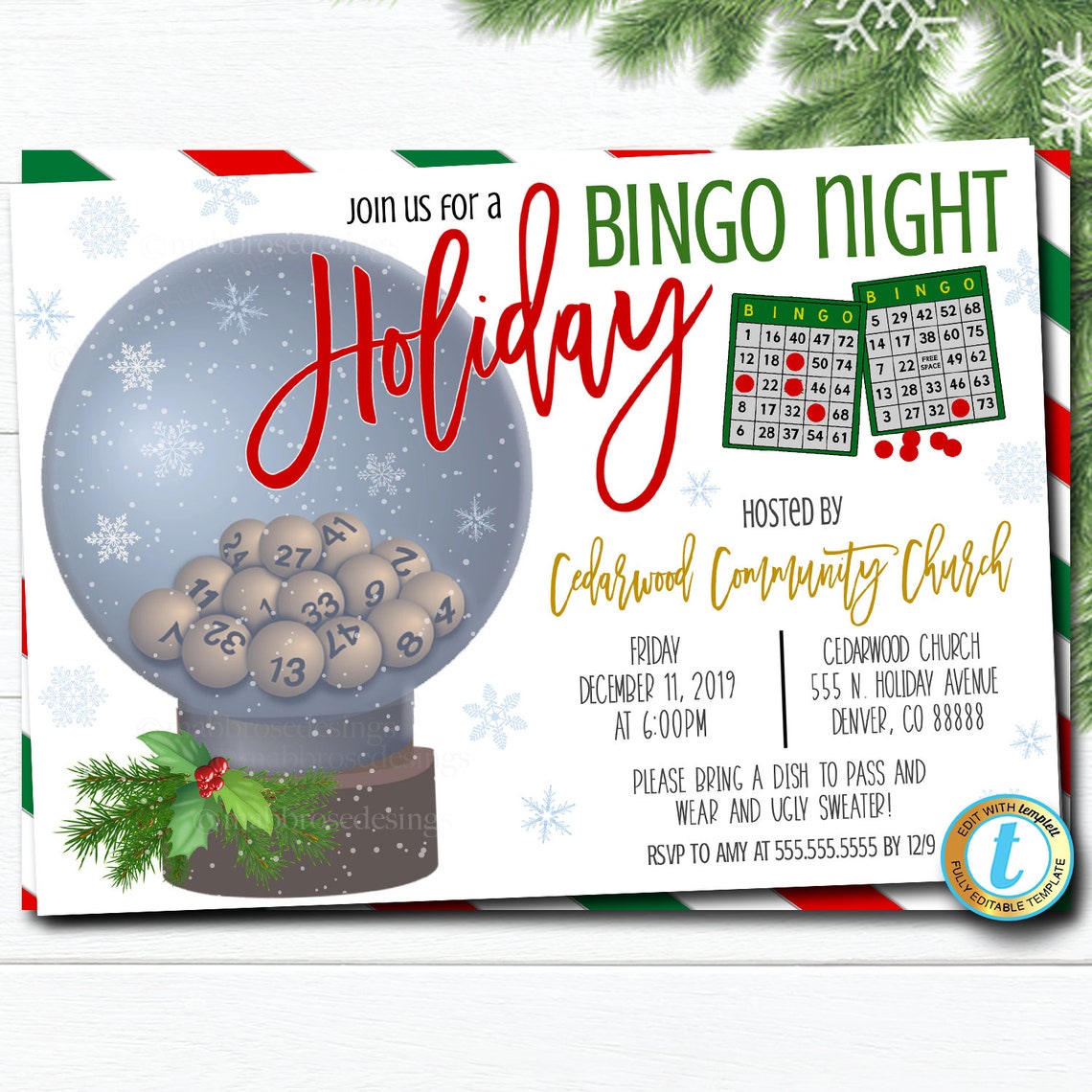Christmas Bingo Night Party Invitation Adult Holiday Invite - Etsy