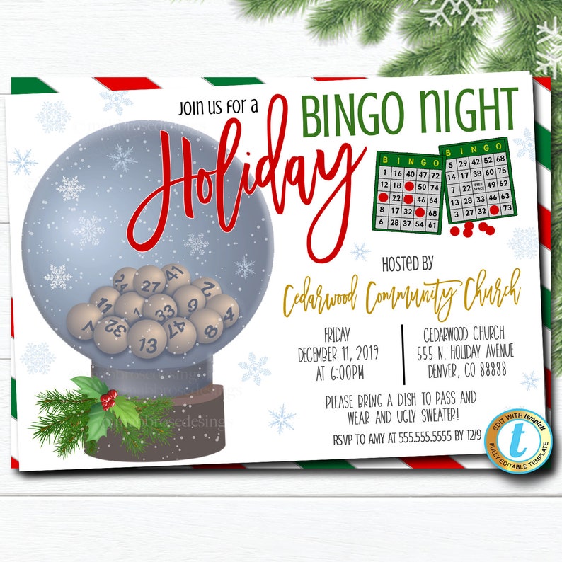 Christmas Bingo Night Party Invitation Adult Holiday Invite - Etsy