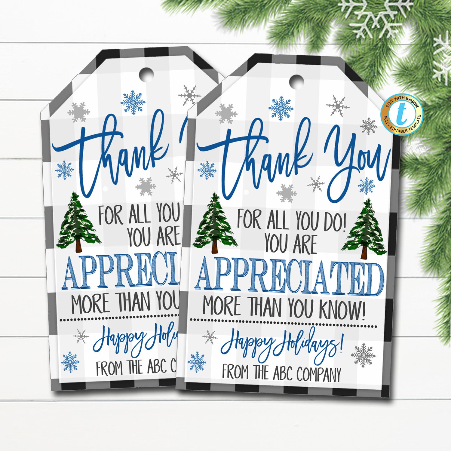 Holiday Thank You Gift Tags, Teacher Staff Employee Nurse Volunteer ...