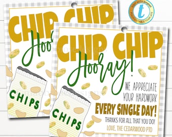 Cookie Thank You Gift Tags, Appreciation Week Teacher Staff Nurse, Chip ...