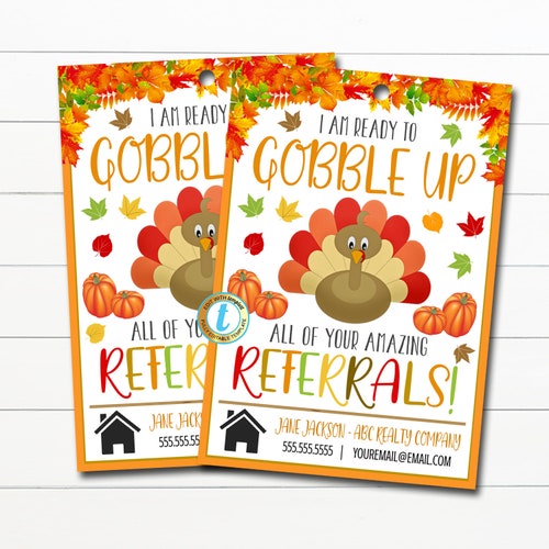 EDITABLE Gobble up Your Referrals Thanksgiving Marketing - Etsy