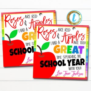 End of School Teacher Gift, Roses Are Red Poem, Thank You Tag, Teacher ...