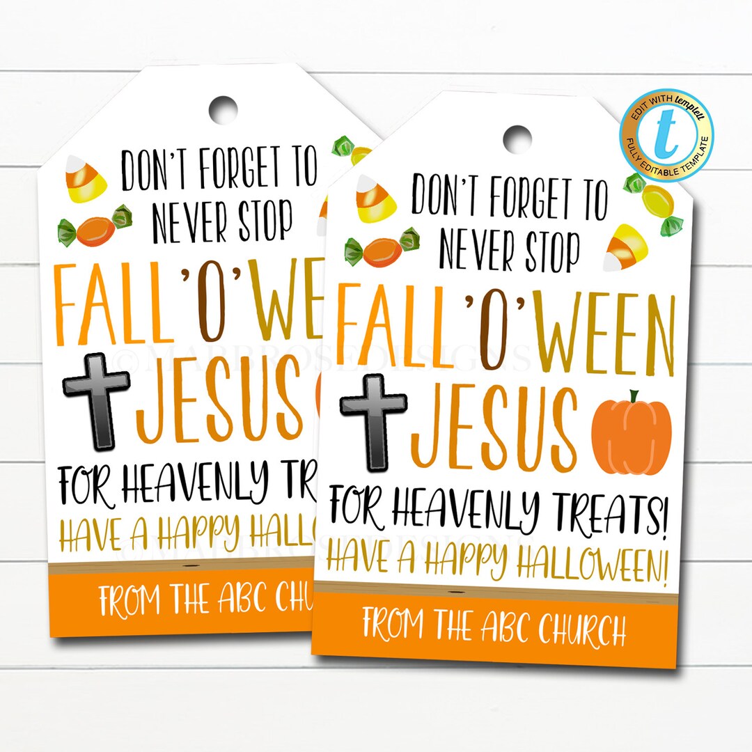 Halloween Religious Gift Tag, Never Stop Fall-o-ween Jesus, Church ...