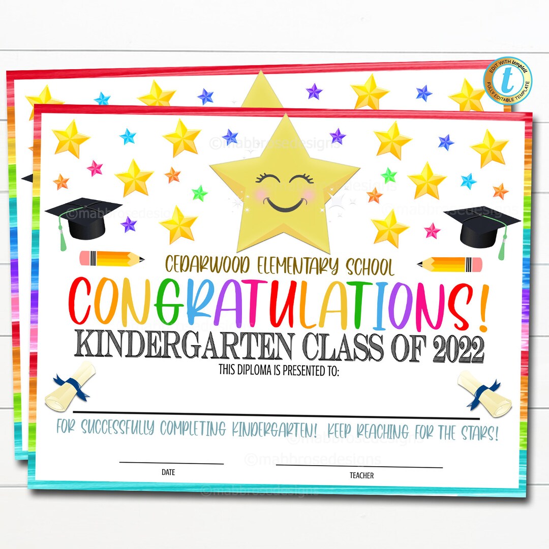EDITABLE Graduation Certificate ANY GRADE Printable Diploma ...