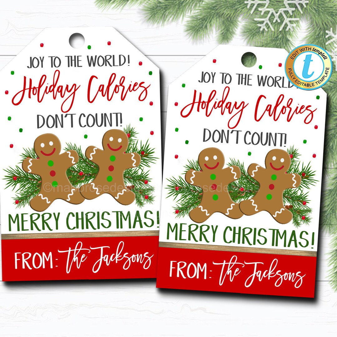 Christmas Gift Tags, Holiday Calories Don't Count, Candy Chocolate ...