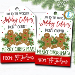 Christmas Gift Tags, Holiday Calories Don't Count, Candy Chocolate ...