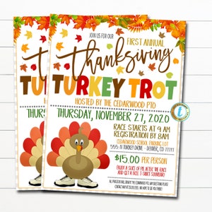 Thanksgiving Turkey Trot Flyer, 5k 10k Run Walk Race, Community Church ...