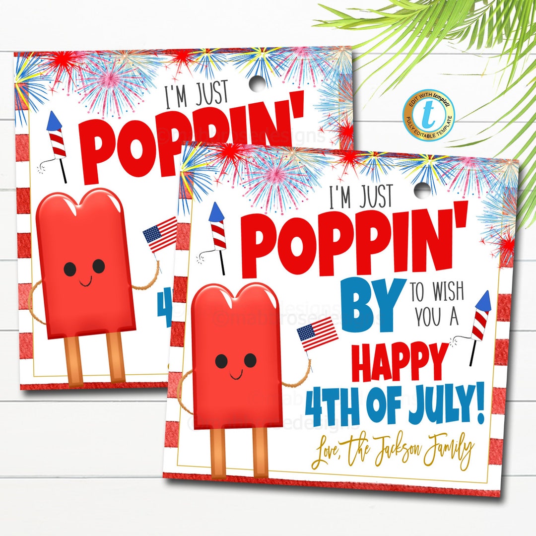 4th of July Popsicle Gift Tag, Fourth of July Printable Tag ...