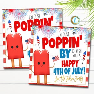 4th of July Popsicle Gift Tag, Fourth of July Printable Tag ...