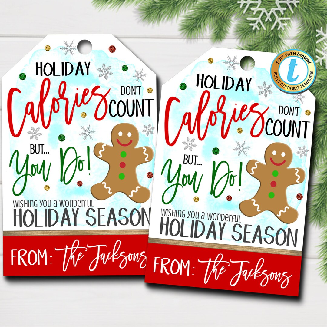 Christmas Gift Tags, Holiday Calories Don't Count, Candy Chocolate ...