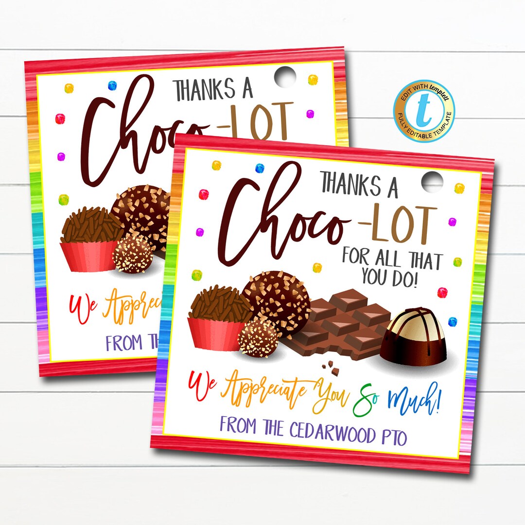 Chocolate Gift Tag, Candy Bar Treat Tag, Nurse Employee Staff Teacher ...