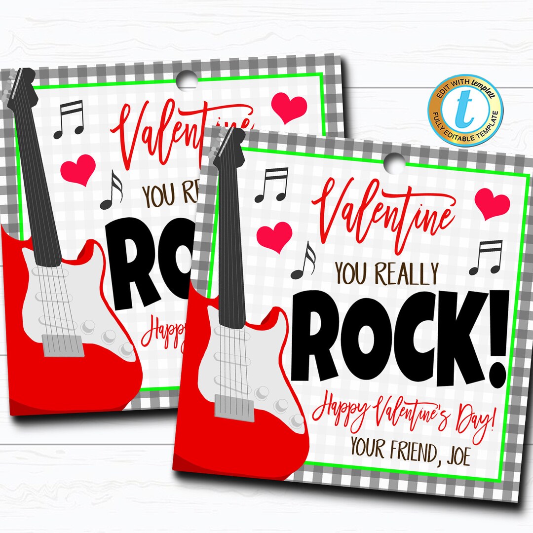 Valentine You Rock Gift Tags, Friend Valentine, Classroom Rock Candy ...