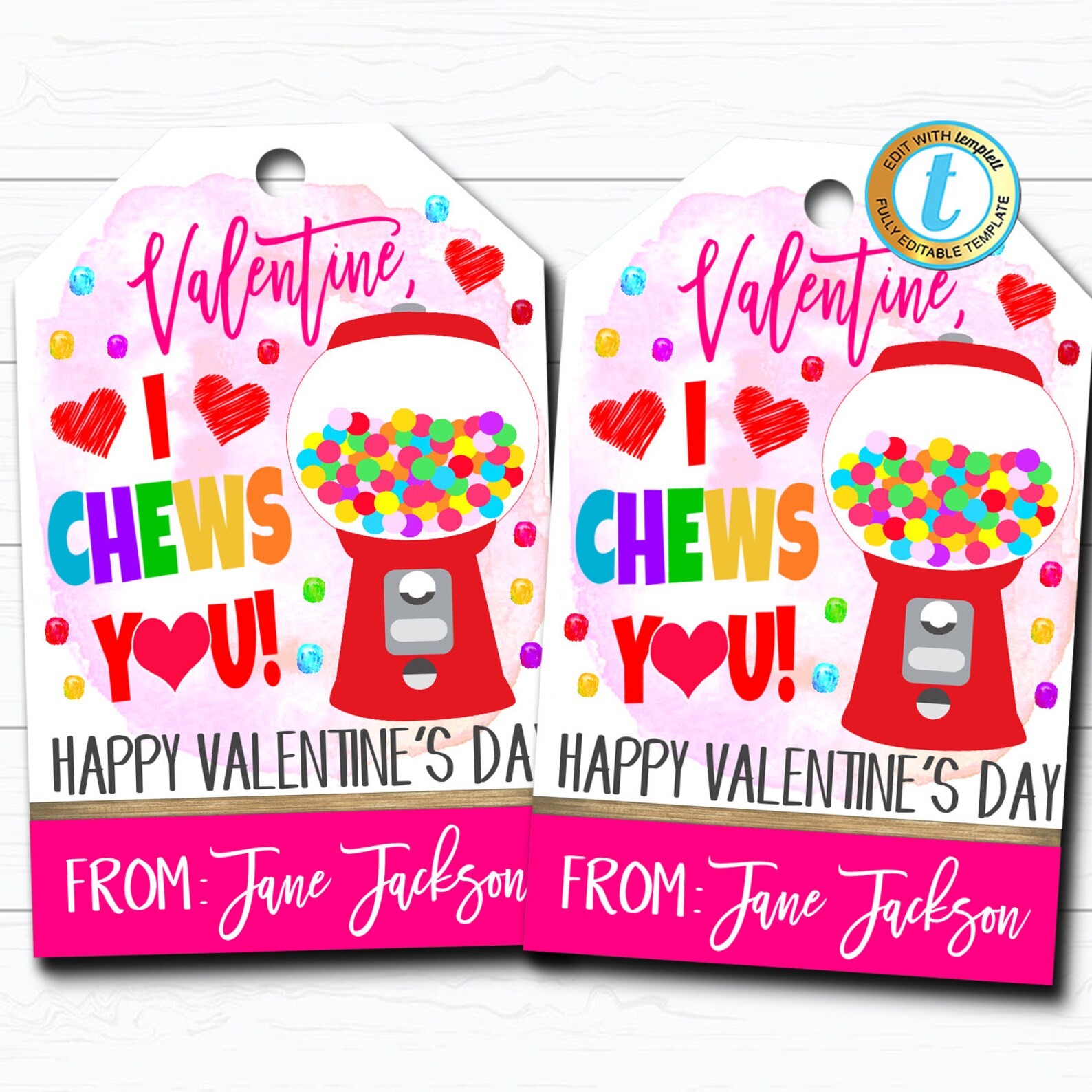 Valentine Bubble Gum Gift Tags I Chews You Gum Candy - Etsy
