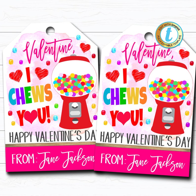 Valentine Bubble Gum Gift Tags I Chews You Gum Candy - Etsy