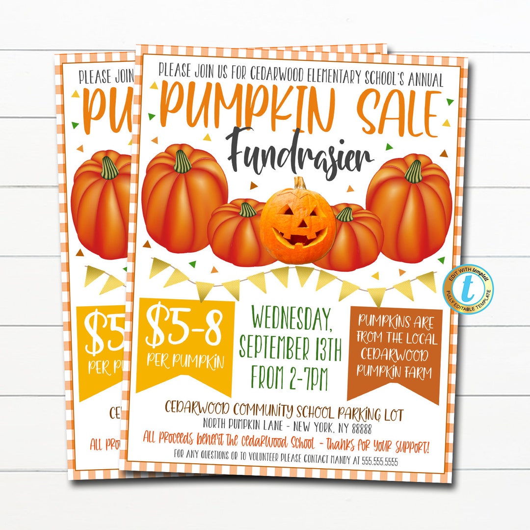 Pumpkin Sale Fundraiser Flyer, Fall Autumn Church School Pto Pta ...