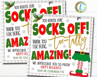 Editable Christmas Sock Gift Tags, Mani Pedi Gift, Toe-tally Amazing ...