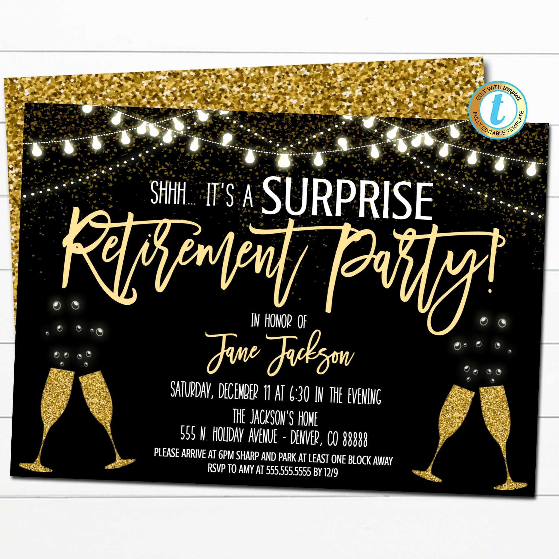 Printable Retirement Invitations Surprise Birthday Retirement Party