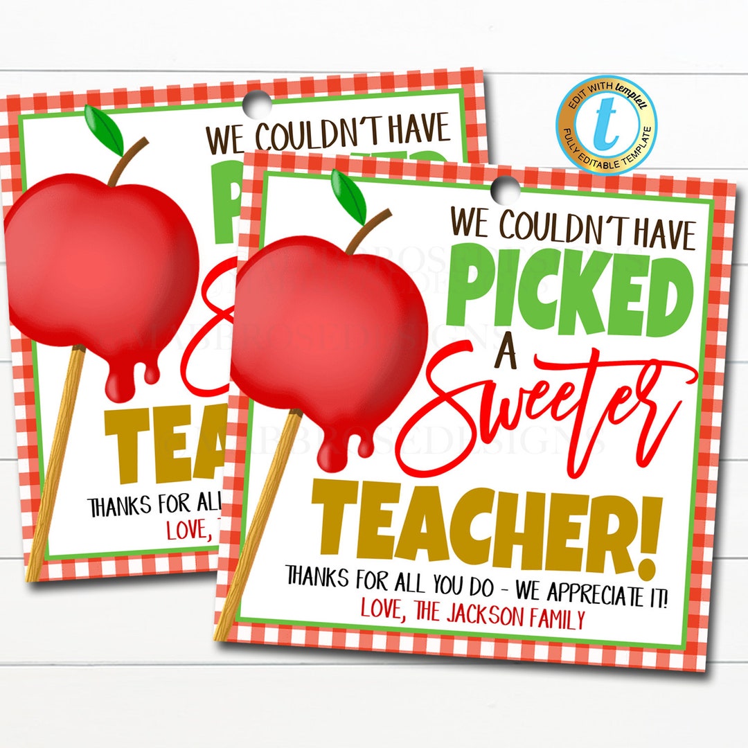 Teacher Gift Tags, Apple Couldn't Have Picked a Sweeter Teacher ...