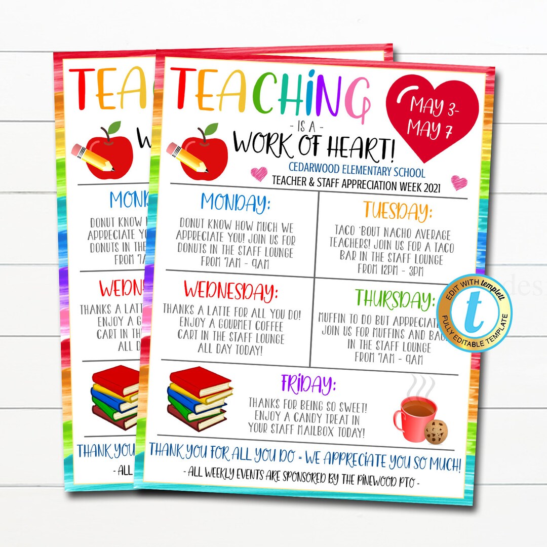 Teacher and Staff Appreciation Week Teaching is a Work of Heart ...
