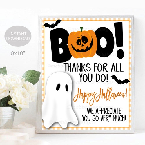 Halloween Appreciation Sign Printable Thanks for Being - Etsy