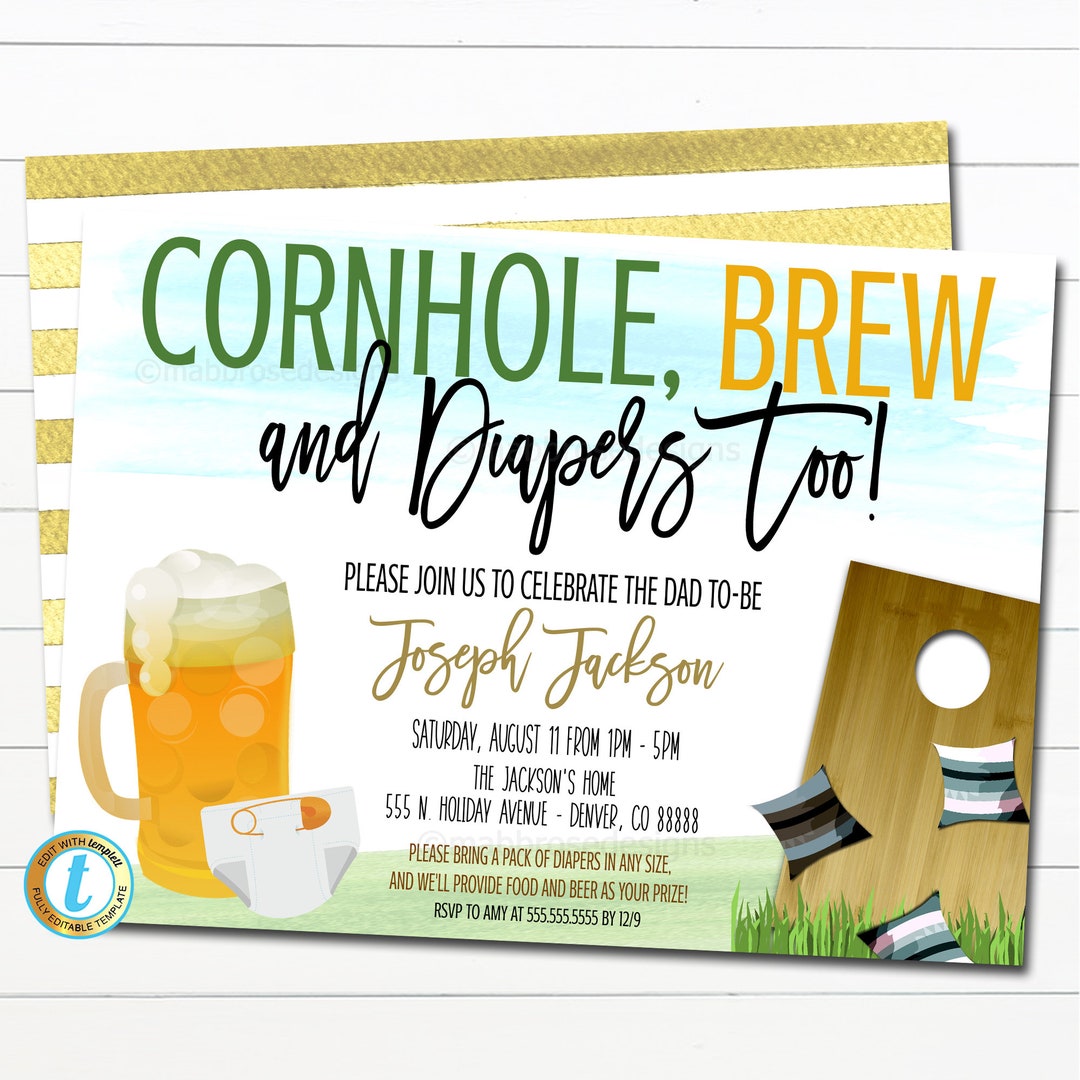 Cornhole and Beer Baby Shower Invitation Chalkboard Printable Baby ...