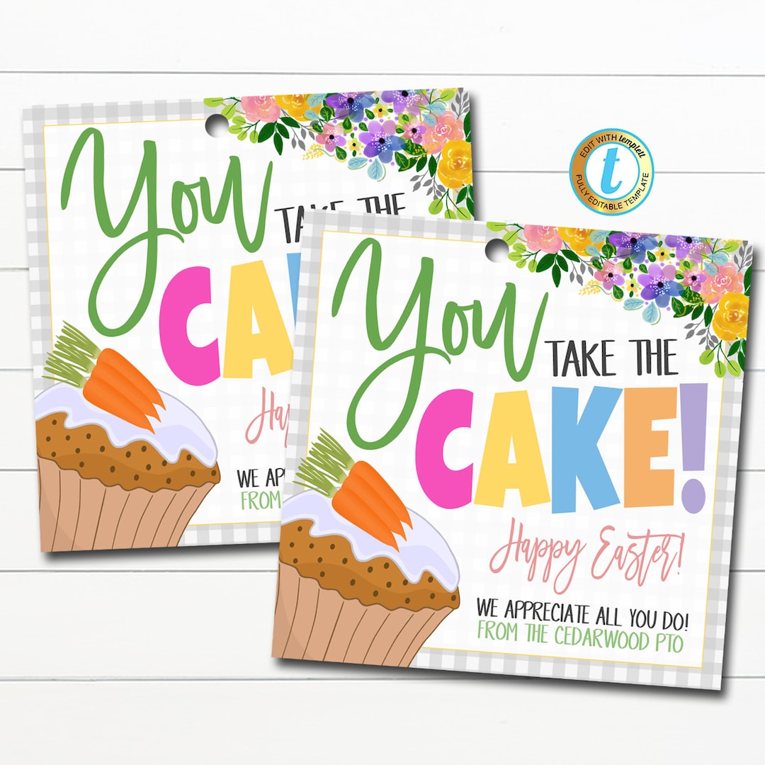 Spring Cupcake Gift Tag, You Take the Cake, School Pto Pta Thank You ...