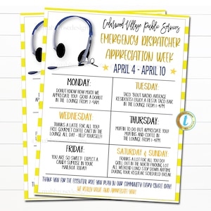 EDITABLE First Responders Appreciation Week Flyer Itinerary, 911 ...