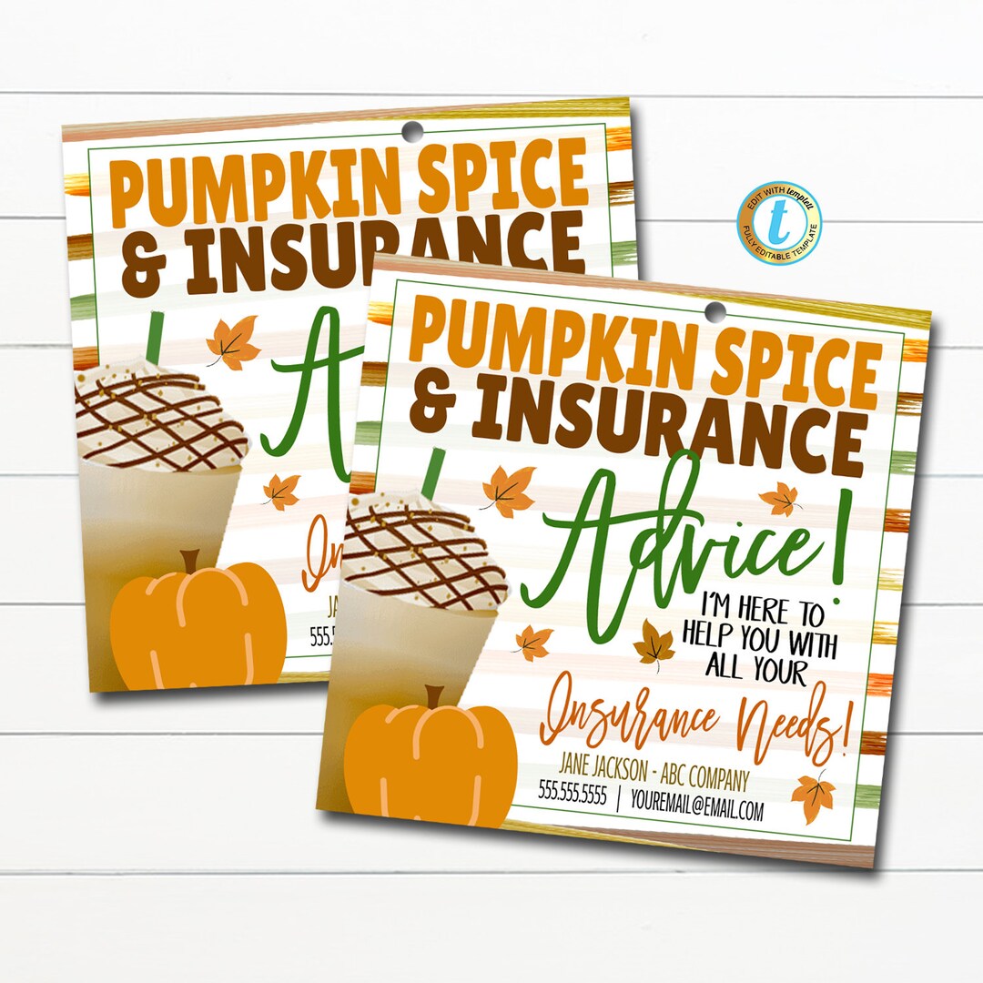 Fall Marketing Tag, Pop by Tag, Pumpkin Spice and Insurance Advice ...