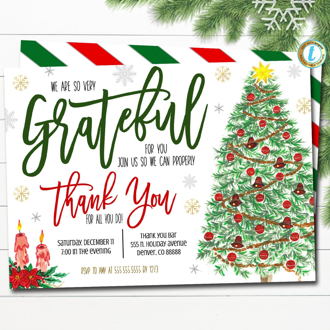 Holiday Appreciation Invitation, Corporate Party Grateful for You ...