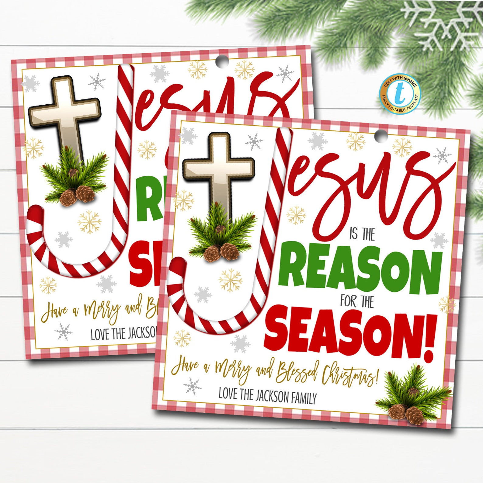 Christmas Religious Gift Tag Jesus is the Reason for the - Etsy