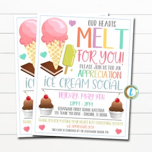 EDITABLE Ice Cream Social Flyer, Appreciation Week, Printable Ice Cream ...