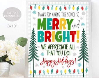 Christmas Thank You Gift Tags, Teacher Staff Employee Nurse Volunteer ...