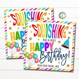 Birthday Squishies Gift Tag, Squishing You a Happy Birthday Favor Tag ...