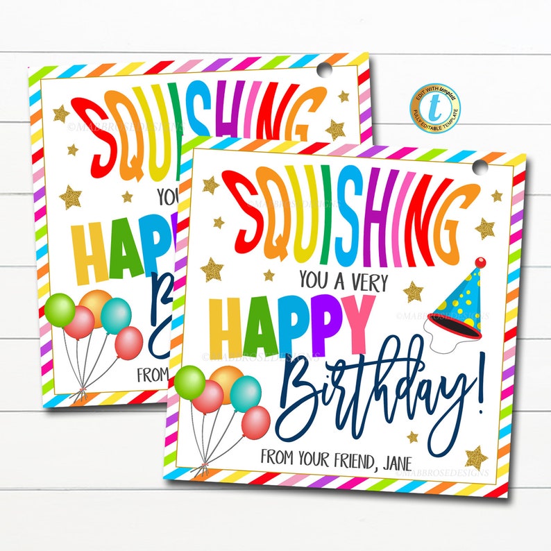 Birthday Squishies Gift Tag Squishing You a Happy Birthday - Etsy